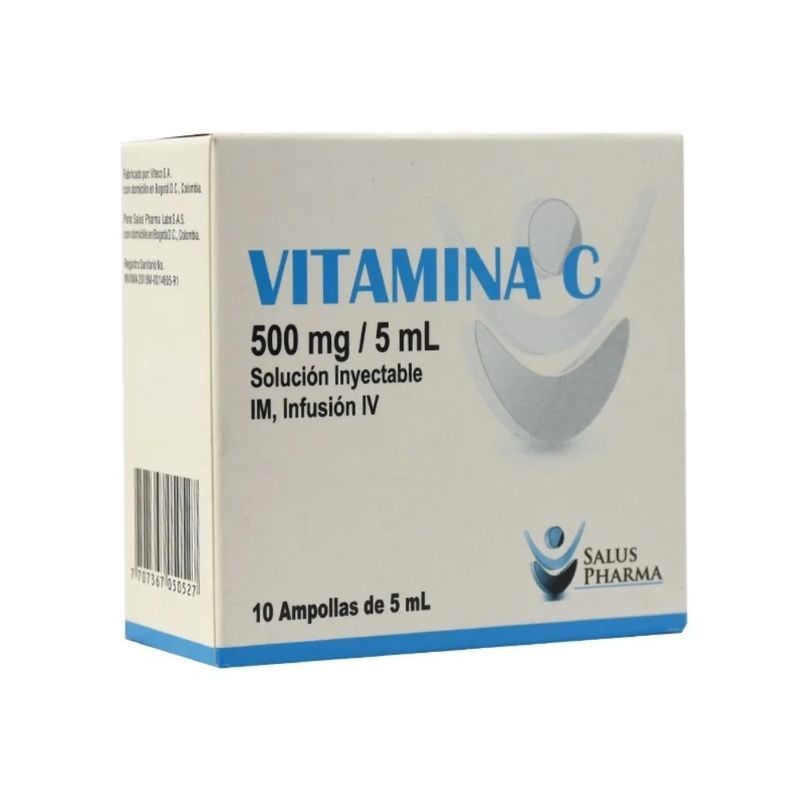 VITAMINA C SOLUCION INYECTABLE 500/5 MG - Farmacia Pasteur ...
