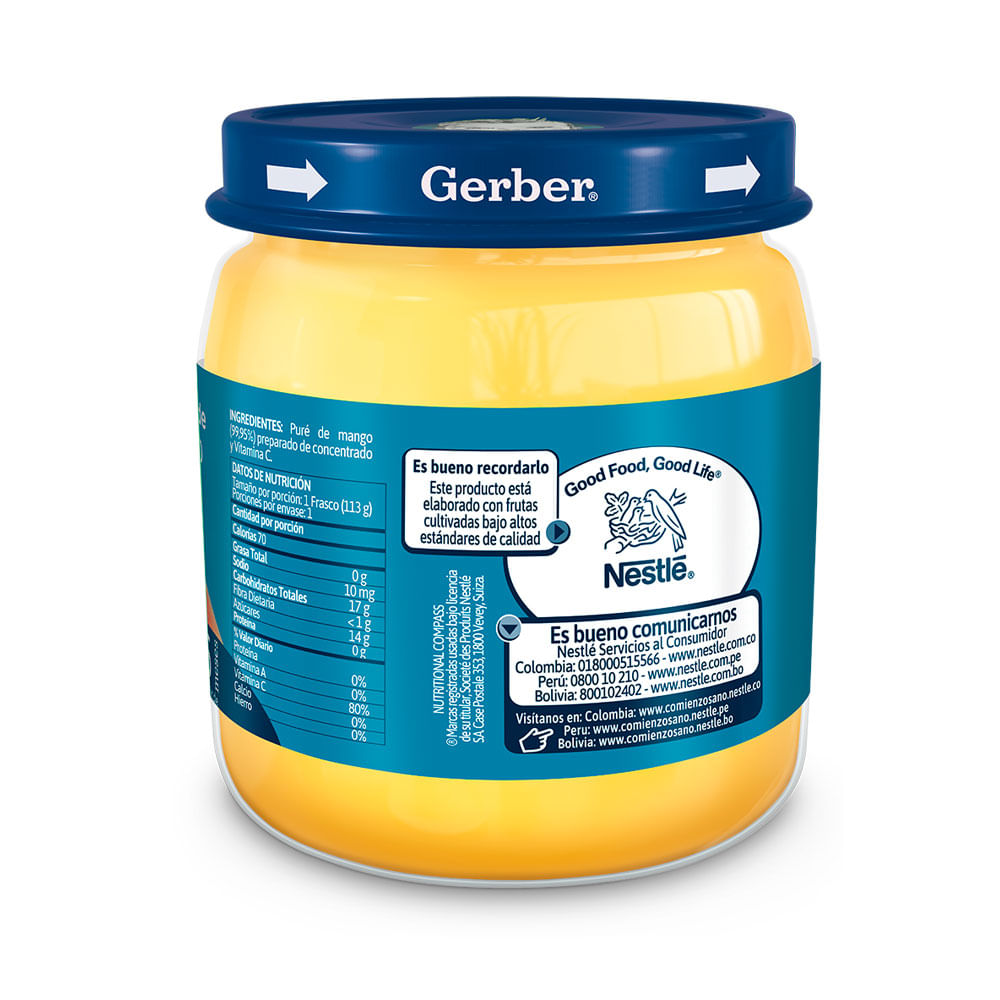 GERBER COMPOTA MANGO FRASCO 113 G - Farmacia Pasteur - Medicamentos y ...