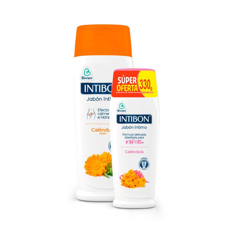 JABON INTIMO INTIBON MUJER+NIÑA P.E CALENDULA FRASCO 210G +120G - Farm ...
