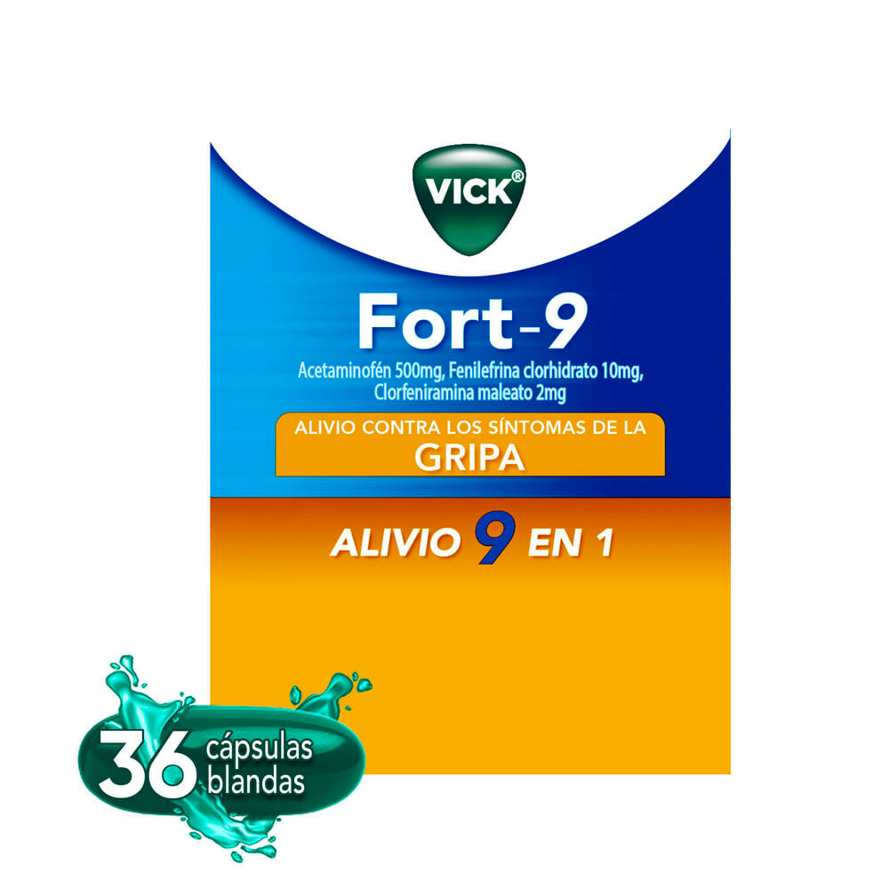 VICK FORT 9 CAPSULAS BLANDAS 500MG /2MG /10MG - Farmacia Pasteur ...