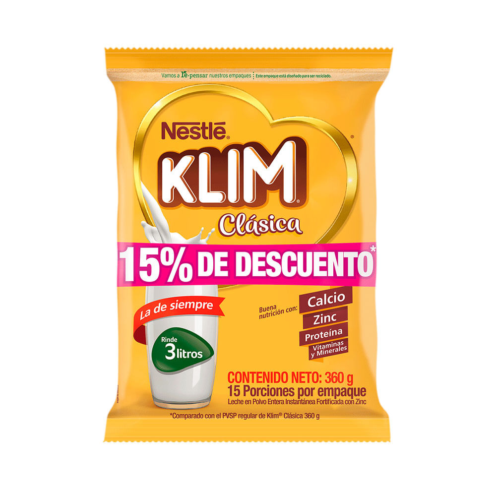 KLIM CLASICA POLVO BOLSA 360 G - Farmacia Pasteur - Medicamentos y ...