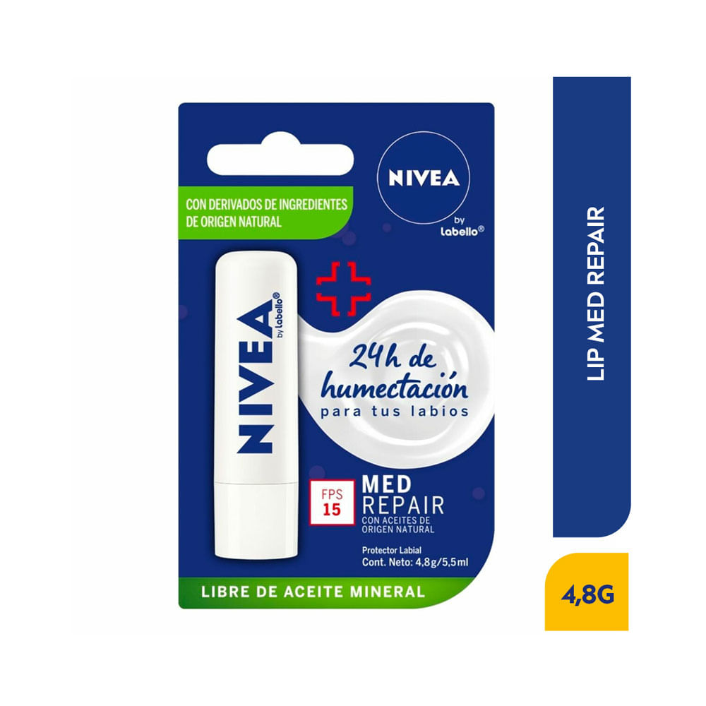 LABIAL NIVEA LIP CARE MEDICADO BARRA 4.8 G - Farmacia Pasteur ...