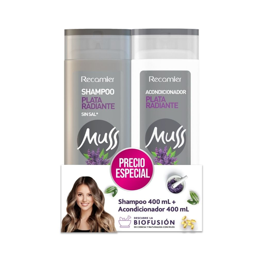 SHAMPOO+ACONDICIONADOR MUSS PLATA DUO PREPACK 400ML+400ML - Farmacia P ...
