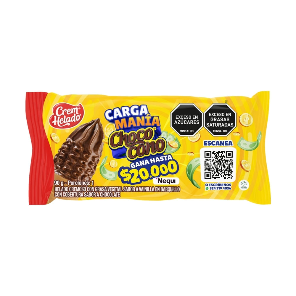 CHOCOCONO CREM HELADO CHOCOLATE BOLSA 90 G - Farmacia Pasteur ...