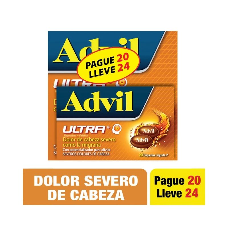ADVIL ULTRA CAPSULAS CAJA PAGUE 20 LLEVE 24 - Farmacia Pasteur ...