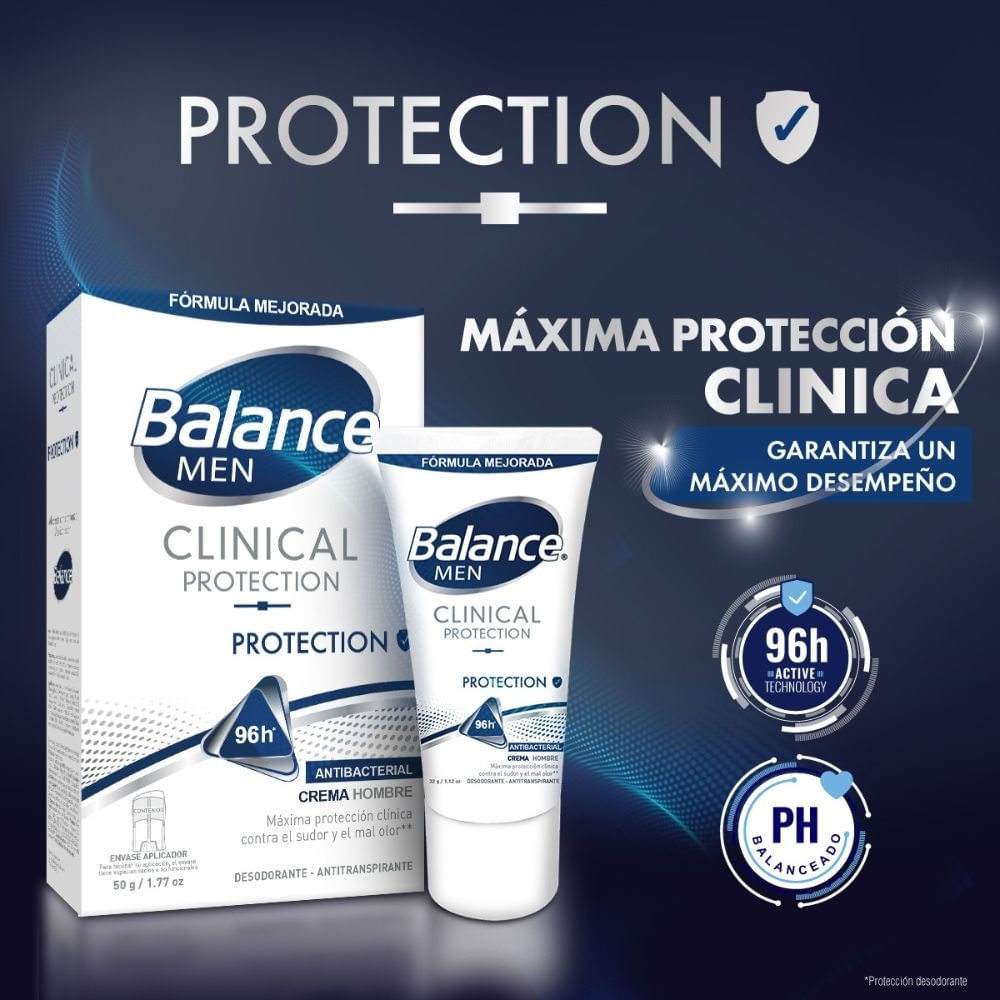 DESODORANTE CREMA BALANCE CLINICAL PROTECTION HOMBRE CAJA 2X50G P.ESPE ...
