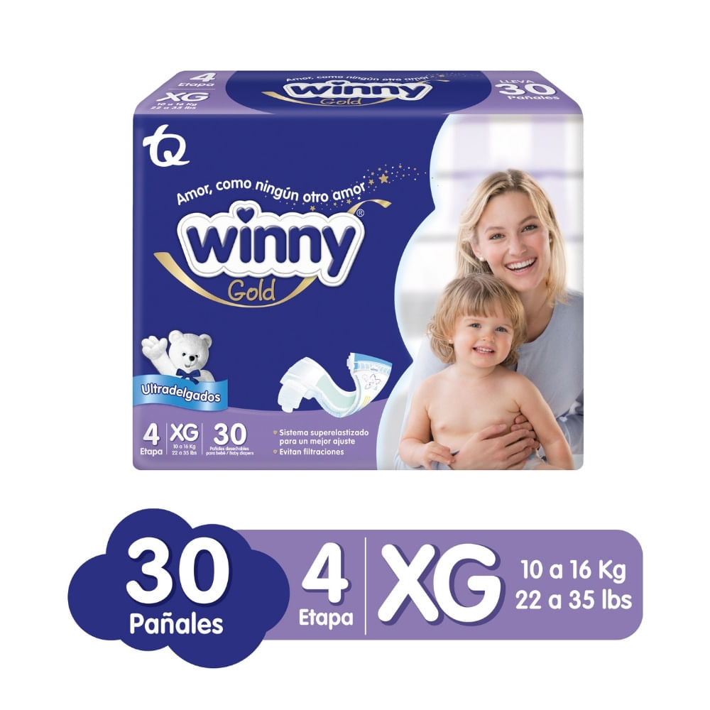 PAÑALES WINNY GOLD ETAPA 4 BOLSA X 30 UNDS - Farmacia Pasteur ...