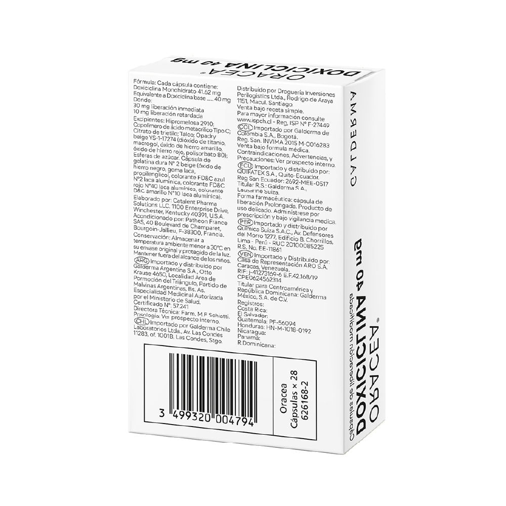 ORACEA CAPSULAS 40 MG - Farmacia Pasteur - Farmacias Pasteur